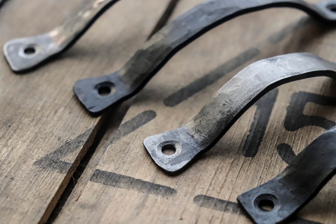 Hand Forged Rustic Farmhouse Petite / Thin Steel Handles / - Etsy