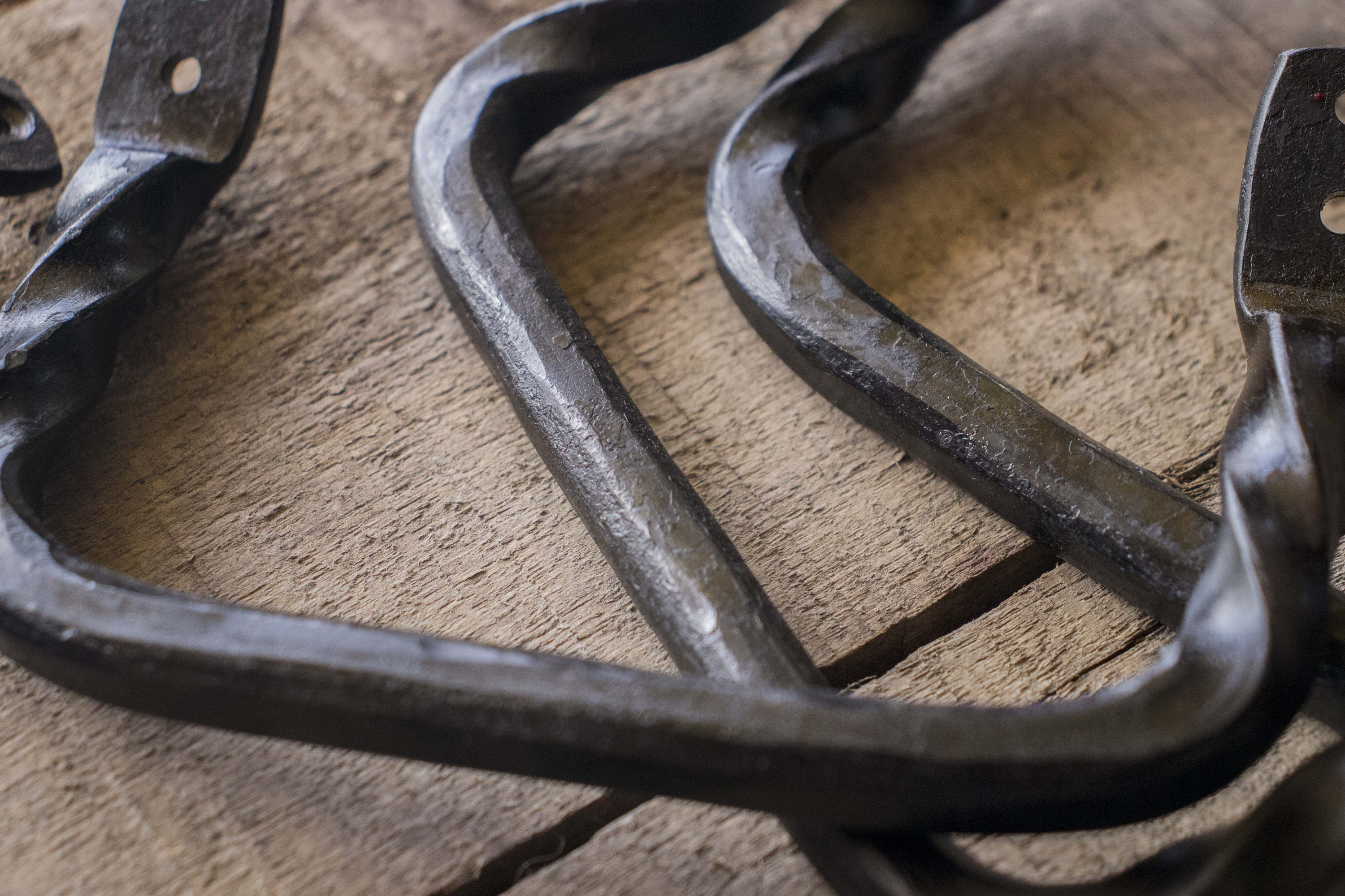Hand Forged Rustic Hammered Farmhouse Bent Steel Tray Handles / Drawer ...