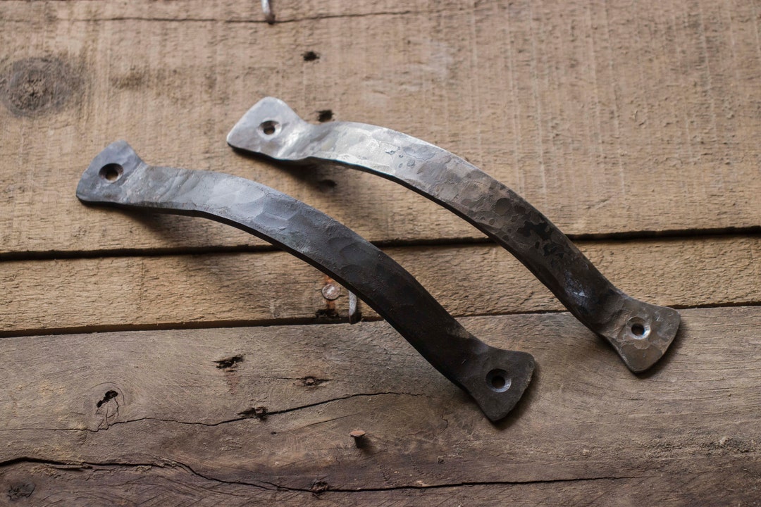 Hand Forged Rustic Farmhouse Steel Curved Handles / Drawer Pulls / DIY ...