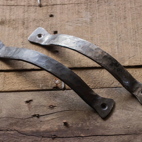 Hand Forged Rustic Farmhouse Bent Steel Tray Handles / Drawer - Etsy