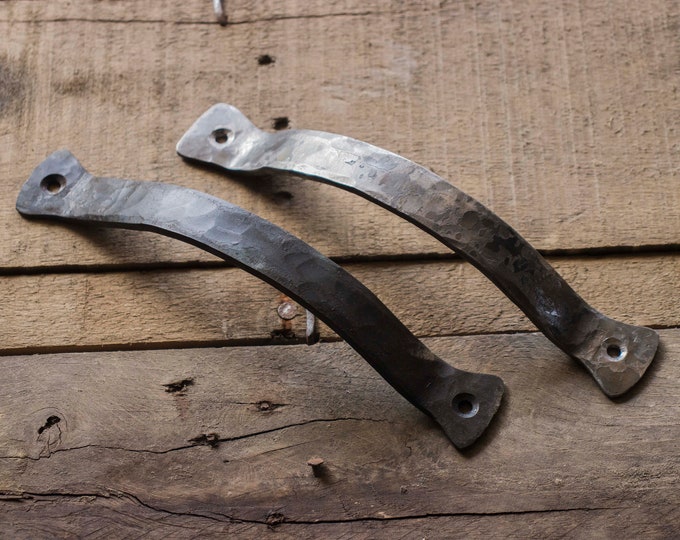 Hand Forged Rustic Farmhouse Steel Curved Handles / Drawer Pulls / DIY ...