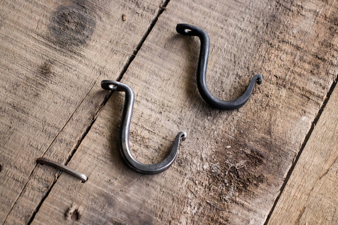 Hand Forged Undermount J Cup Hooks for Clothing Cabinet Farmhouse Cabin ...