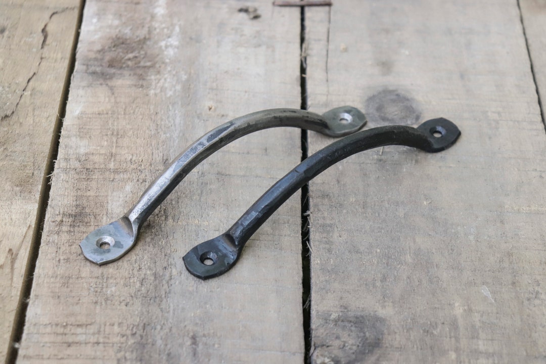 Hand Forged Rustic Farmhouse Steel Curved Handles / Drawer Pulls / DIY ...