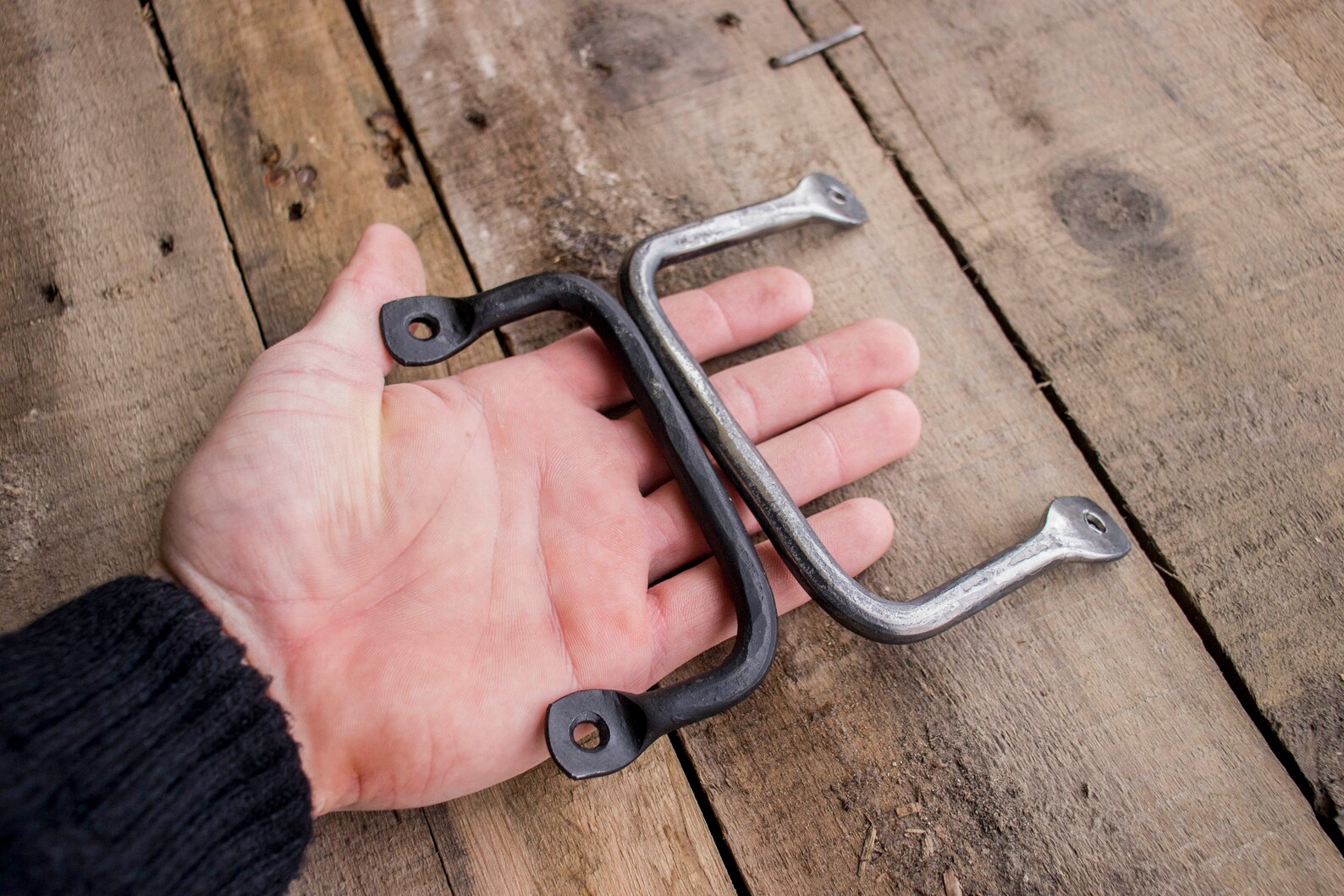 Hand Forged Rustic Farmhouse Bent Steel Tray Handles / Drawer - Etsy