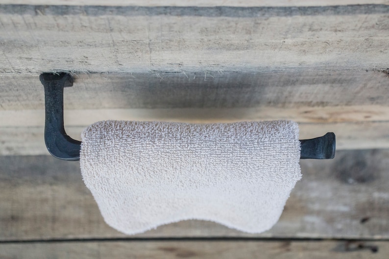 Hand Forged Thick Open Side Hand Towel Holder Hammered Rustic Cabin ...