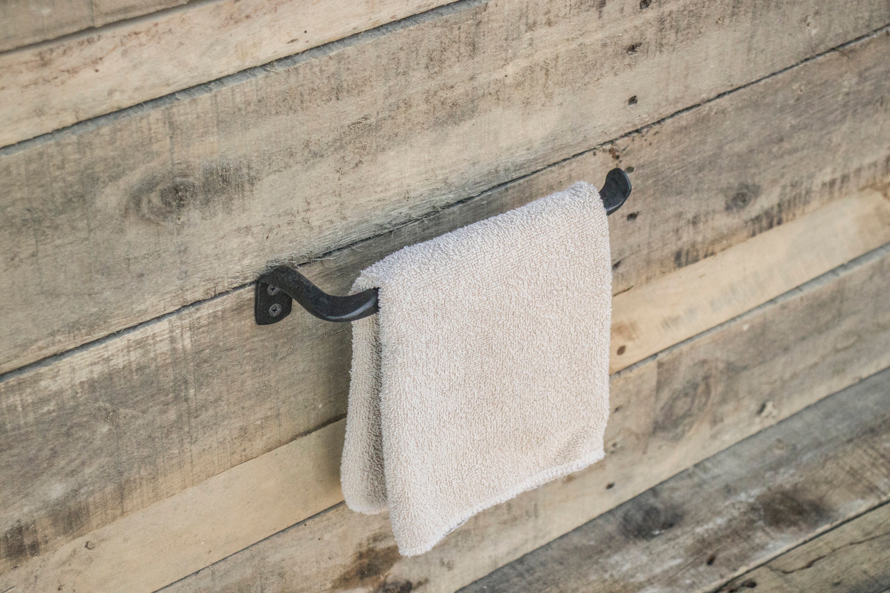 Hand Forged Thick Open Side Hand Towel Holder Hammered Rustic Cabin ...