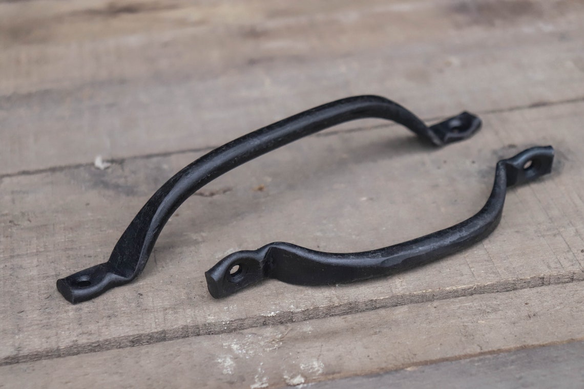 Hand Forged Rustic Farmhouse Steel Elegant Curved Handles / Drawer ...