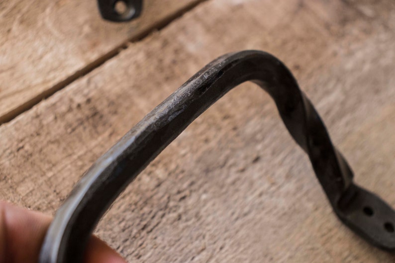 Hand Forged Rustic Hammered Farmhouse Bent Steel Tray Handles / Drawer ...