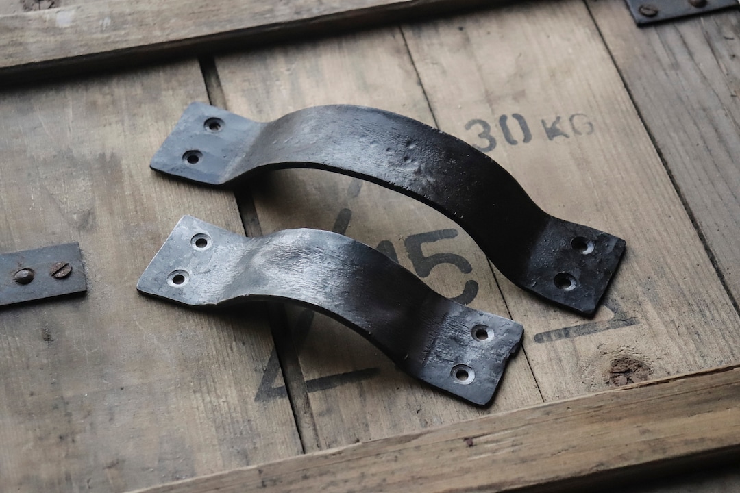 Hand Forged Rustic Farmhouse Wide Cupped Steel Handles / Drawer Pulls ...