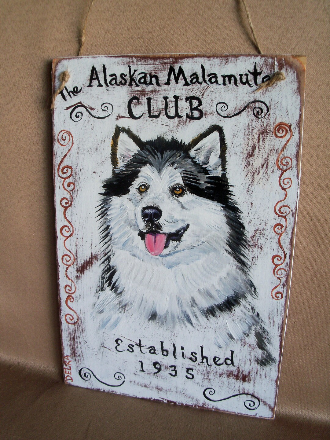 Alaskan Malamute CLUB/INN SIGN Painting Hand Painted Mushing Dog Art ...