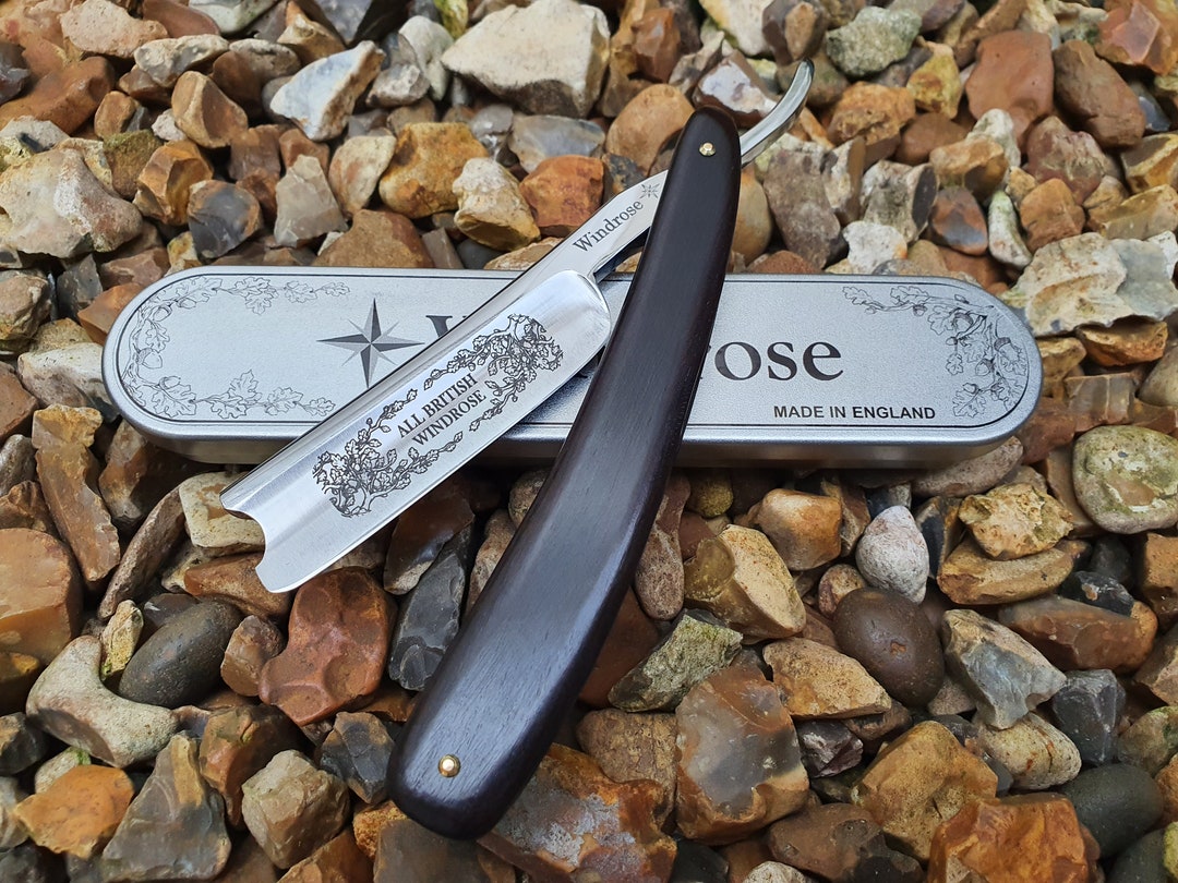 Straight Razor by Windrose 7/8th Barbers Notch Ebony Handle Shave Ready ...