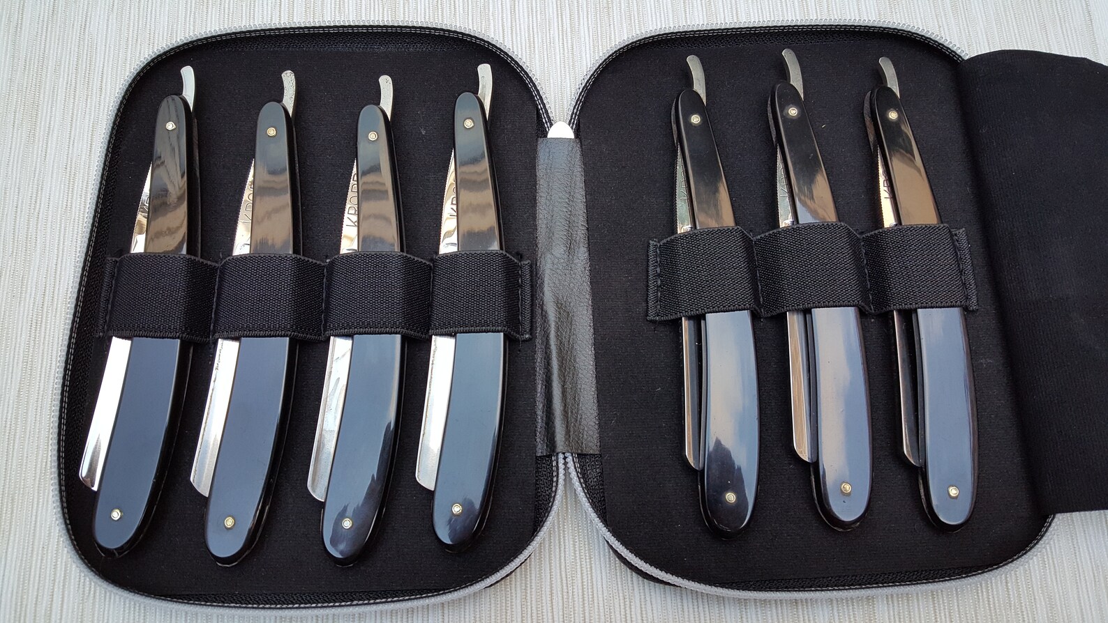 7-day Straight Razor Black Faux Leather Zip up Case by Windrose - Etsy