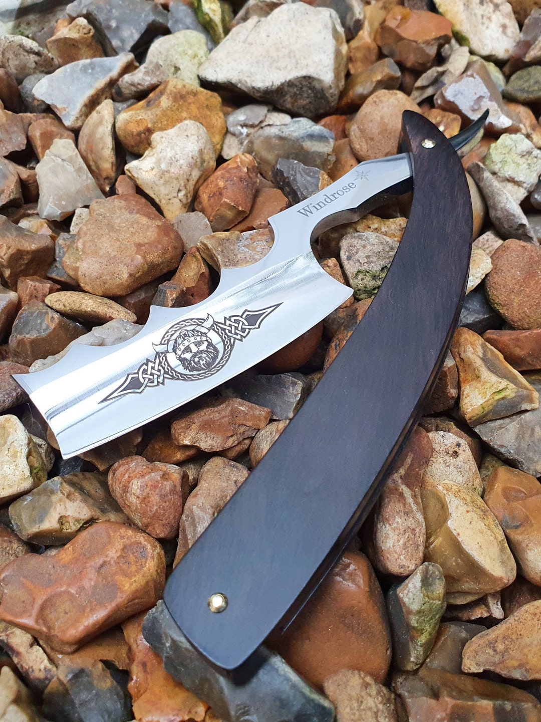 Straight Razor by Windrose 6/8th Viking VK1 Smile Ebony Handle Shave ...