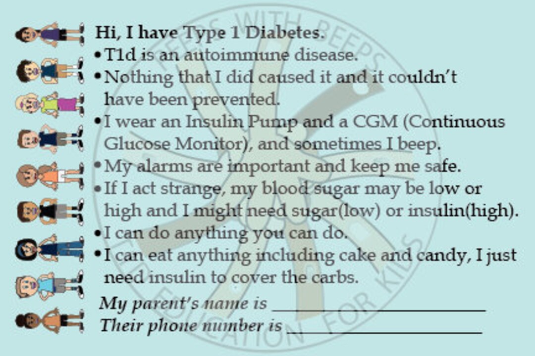 Type One Diabetes Postcards; Briefly Describes Type 1 Diabetes and ...
