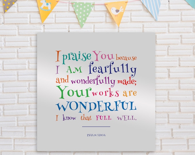 I Am Fearfully and Wonderfully Made, Metal Bible Verse Decor for Kids ...