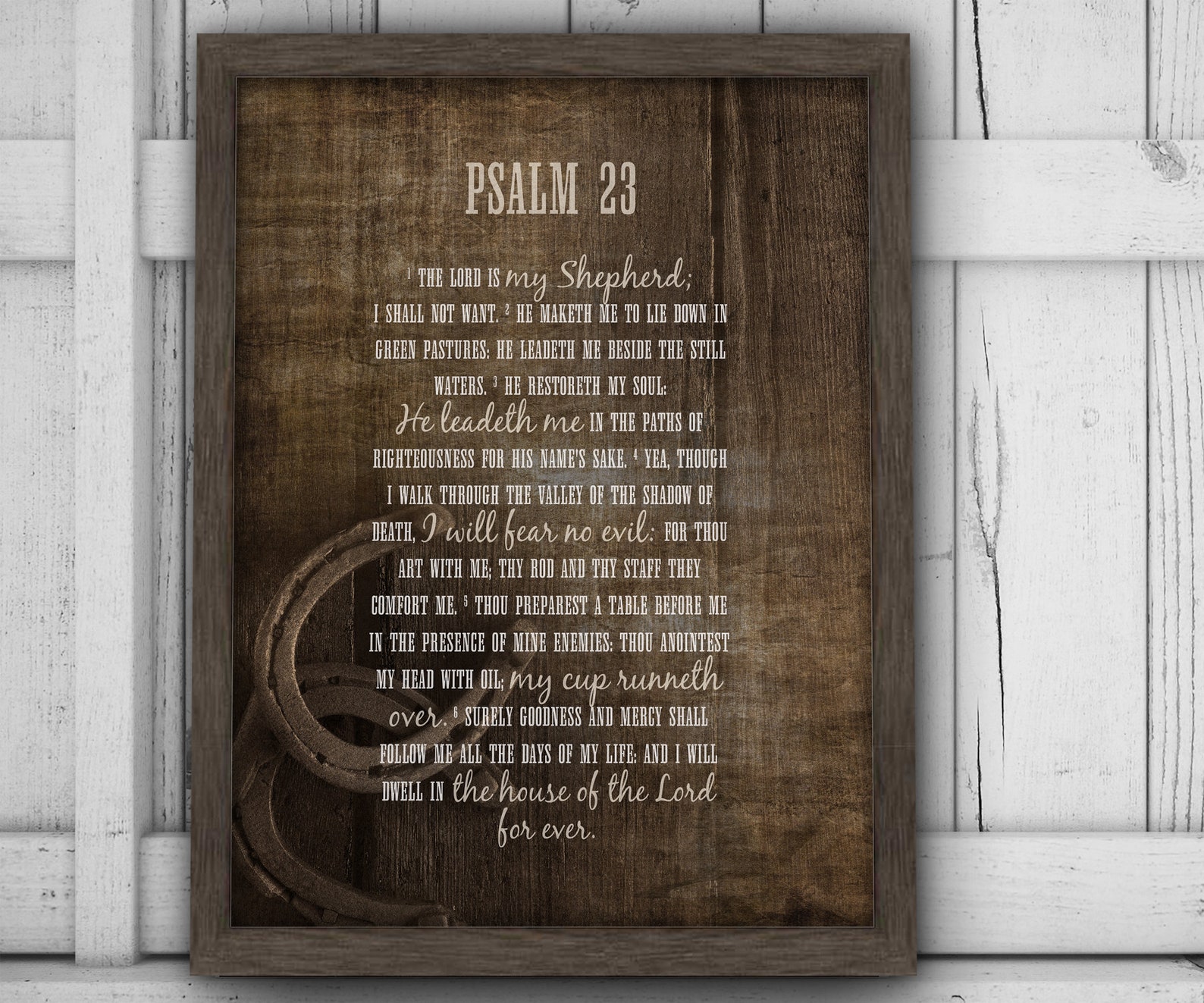 Psalm 23 Farmhouse Art Rustic Christian Wall Art Framed - Etsy