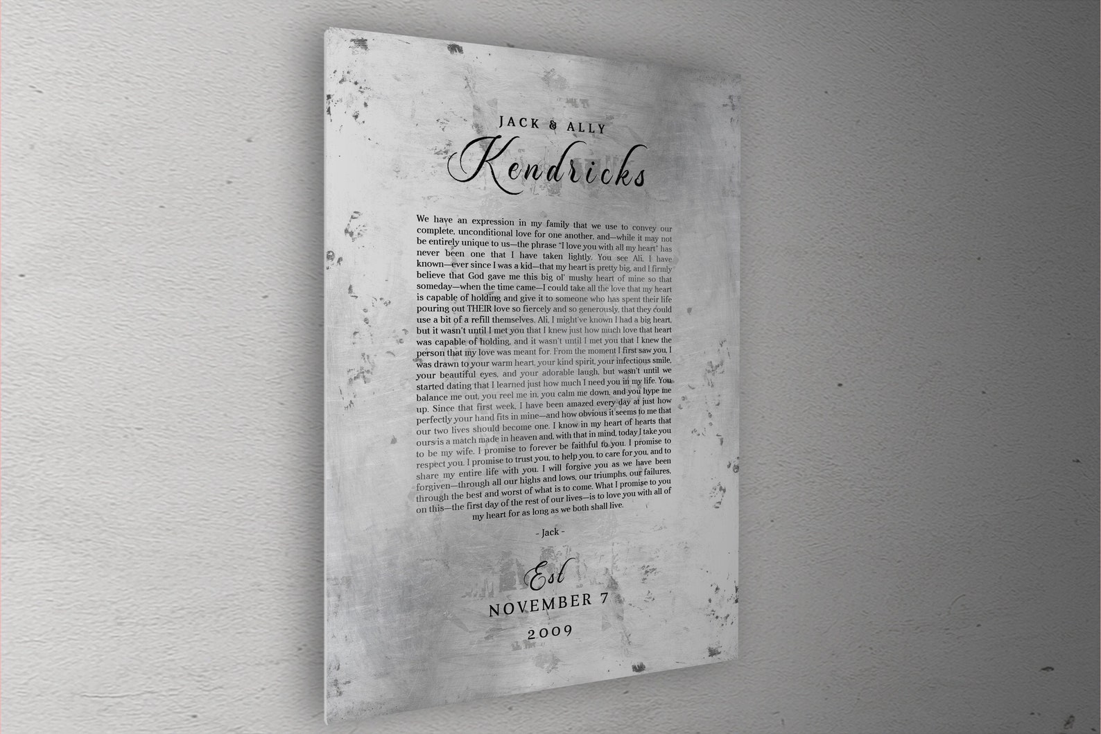 Wedding Vow Print Custom Vows on Tin Wedding Vow Metal - Etsy