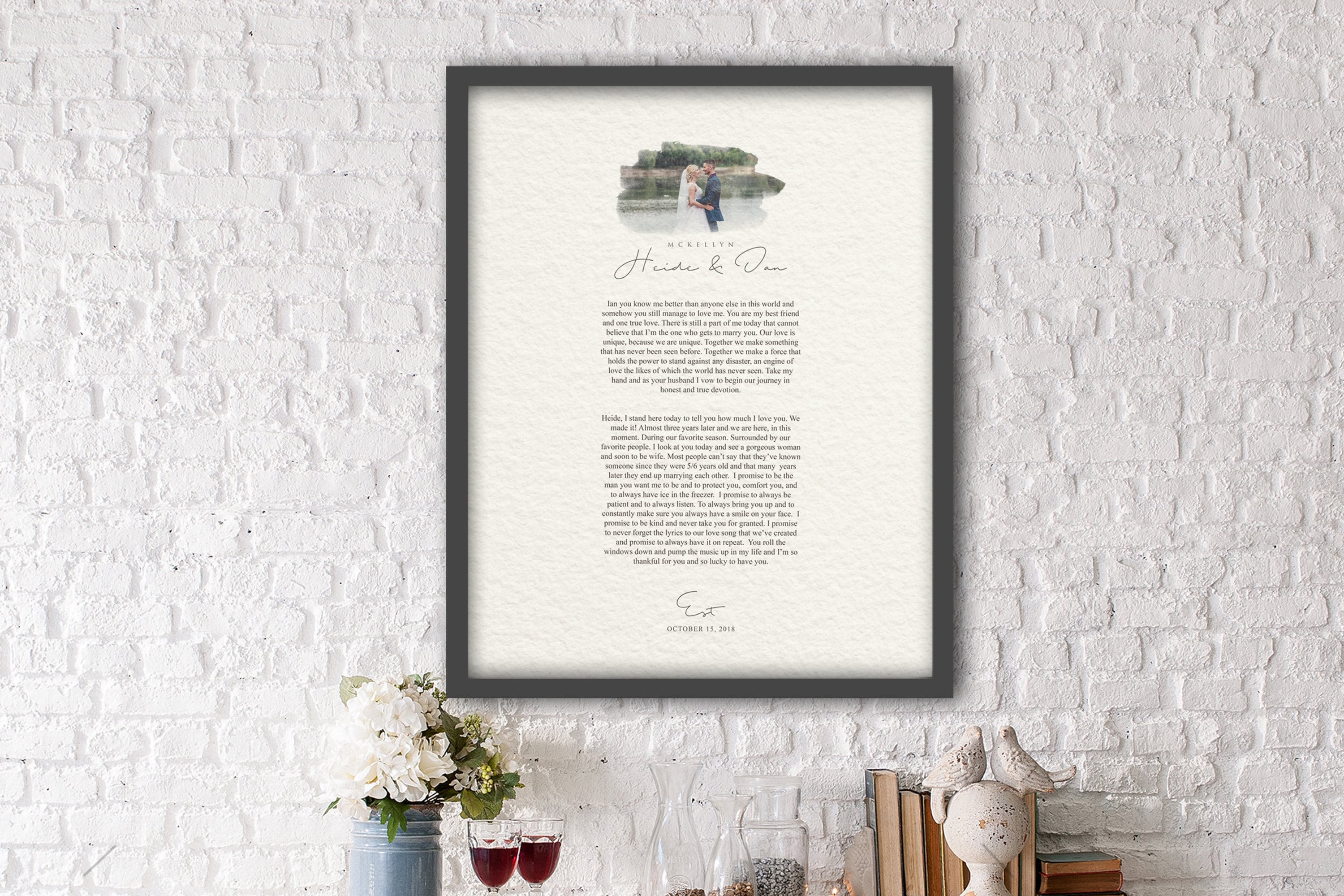Framed Wedding Vows Wedding Vow Photo Print Paper | Etsy