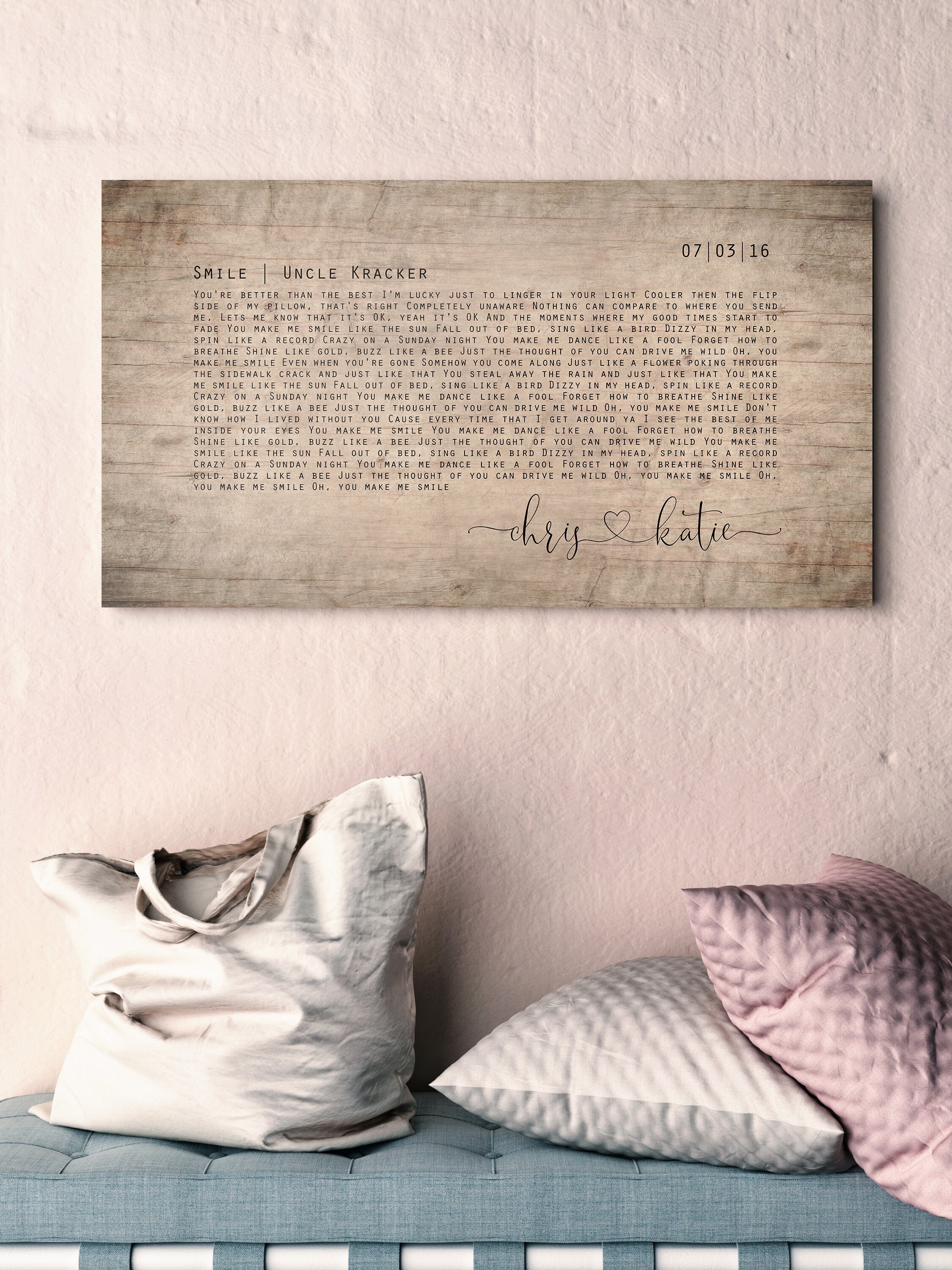 Rustic, Wood Anniverary Gift, Wood Sign With Lyrics, 5th Anniversary ...