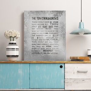 10 Commandments Sign, Scripture Sign, Religious Wall Decor, Gift for ...