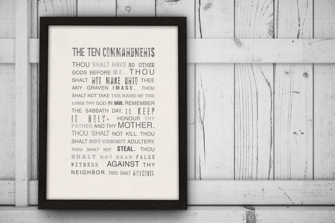 10 Commandments Framed Wall Art, the Decalogue, Ten Commandments ...
