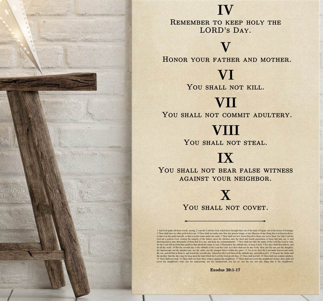 Ten Commandments Canvas Wall Art: Rustic Christian Decor - Etsy