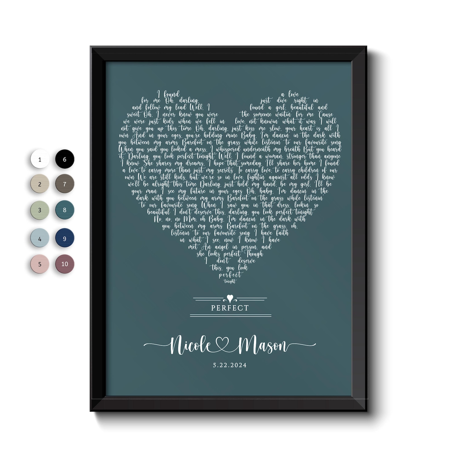Heart Names With Lyrics Print, Custom Song Print, Custom Valentine ...