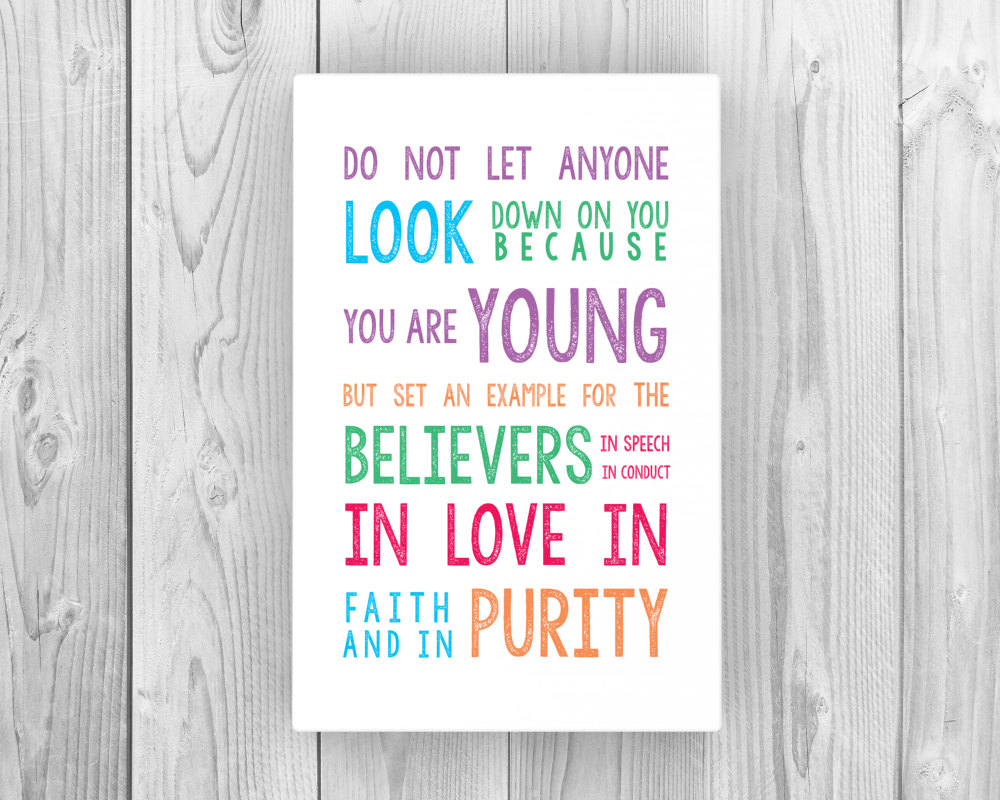 1 Timothy 4:12 Scripture on Canvas Bible Verse Art for Kids | Etsy