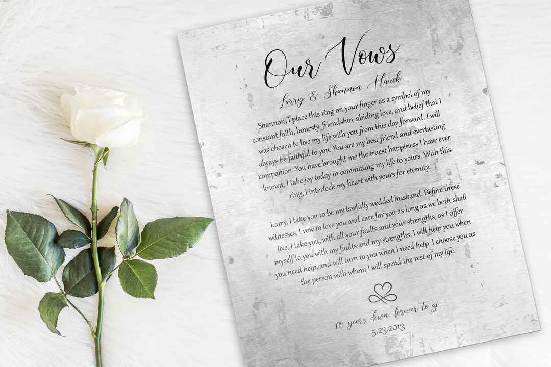 Wedding Vow Art, Wedding Vow Sign, Custom Wedding Vow Print, Tin ...