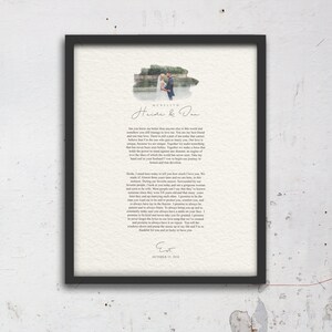 Framed Wedding Vows, Wedding Vow Photo Print, Paper Anniversary Gift ...