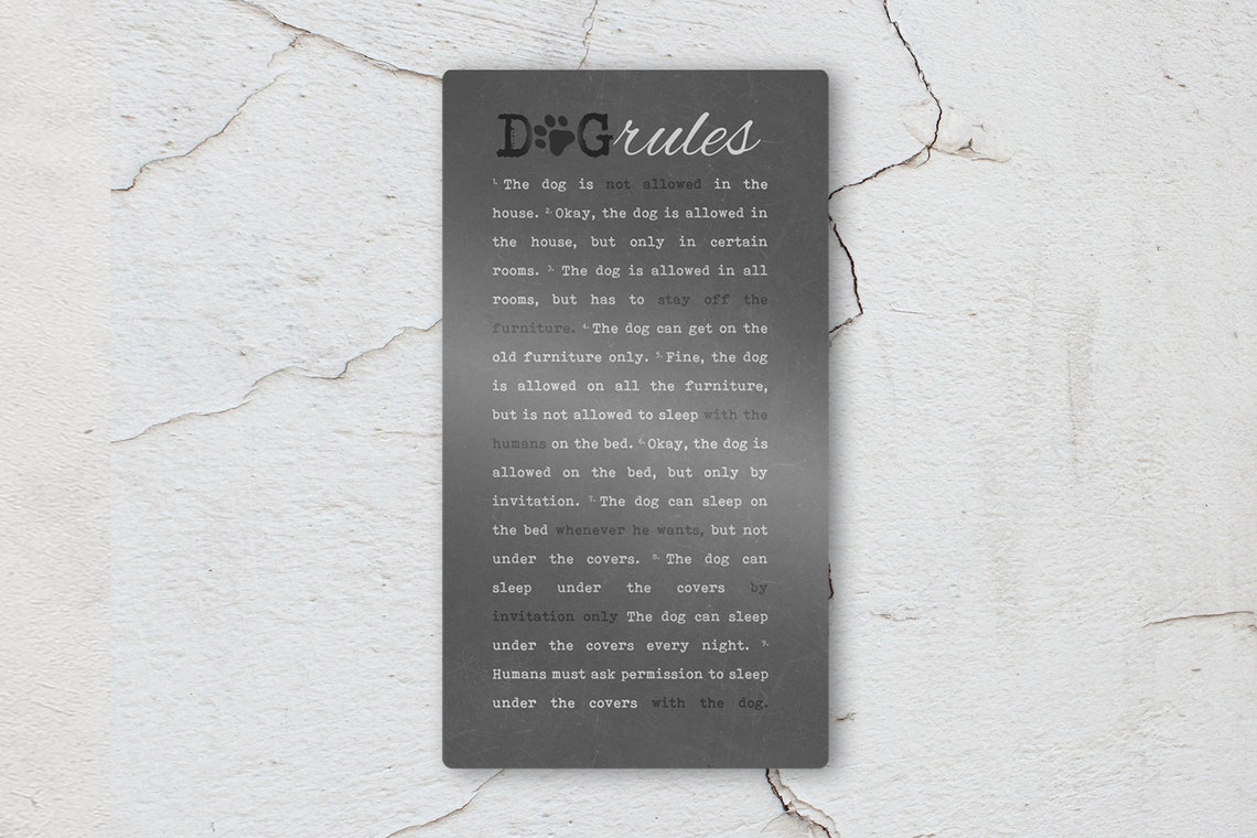 Dog Rules Sign Metal Framed Gift for Pet Dog Dog | Etsy