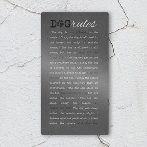 Dog Rules, Sign, Metal, Framed, Gift, For, Pet, Dog, Dog Lovers, the ...