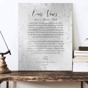 Wedding Vow Art, Wedding Vow Sign, Custom Wedding Vow Print, Tin ...