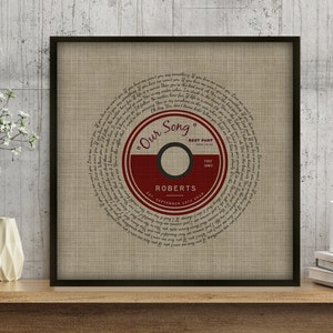 First Dance Record Print, Our Song on Linen, Anniversary Gift on Linen ...