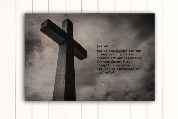 Isaiah 53:5 Canvas Cross Bible Verse Art Wood Inspired | Etsy