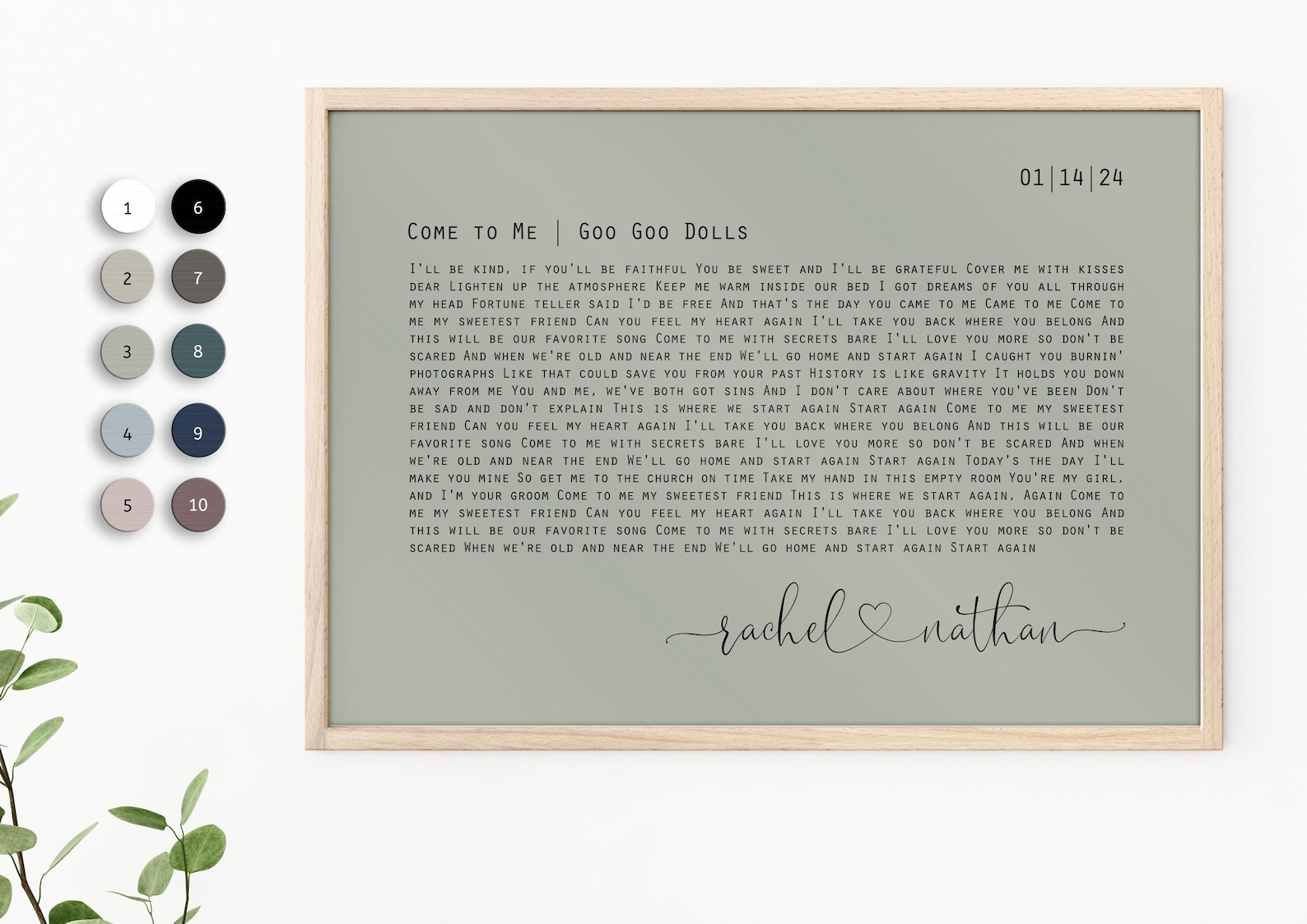 Modern Song Lyric Print, Heart Connected Names With Lyrics Print ...