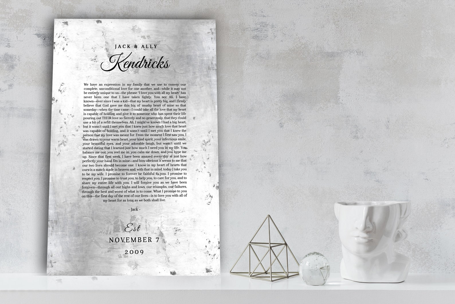 Wedding Vow Print Custom Vows on Tin Wedding Vow Metal - Etsy