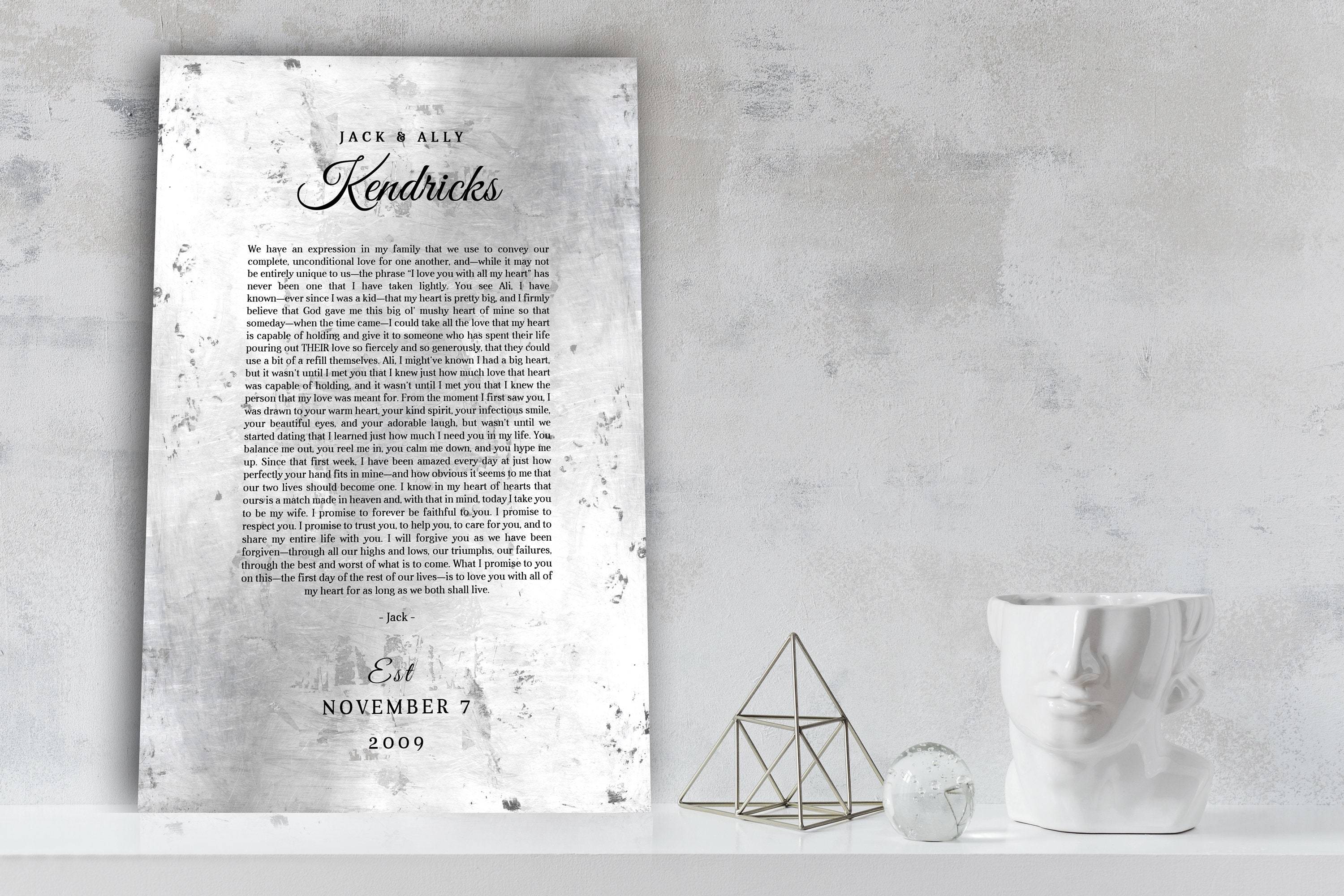 Wedding Vow Print Custom Vows on Tin Wedding Vow Metal - Etsy