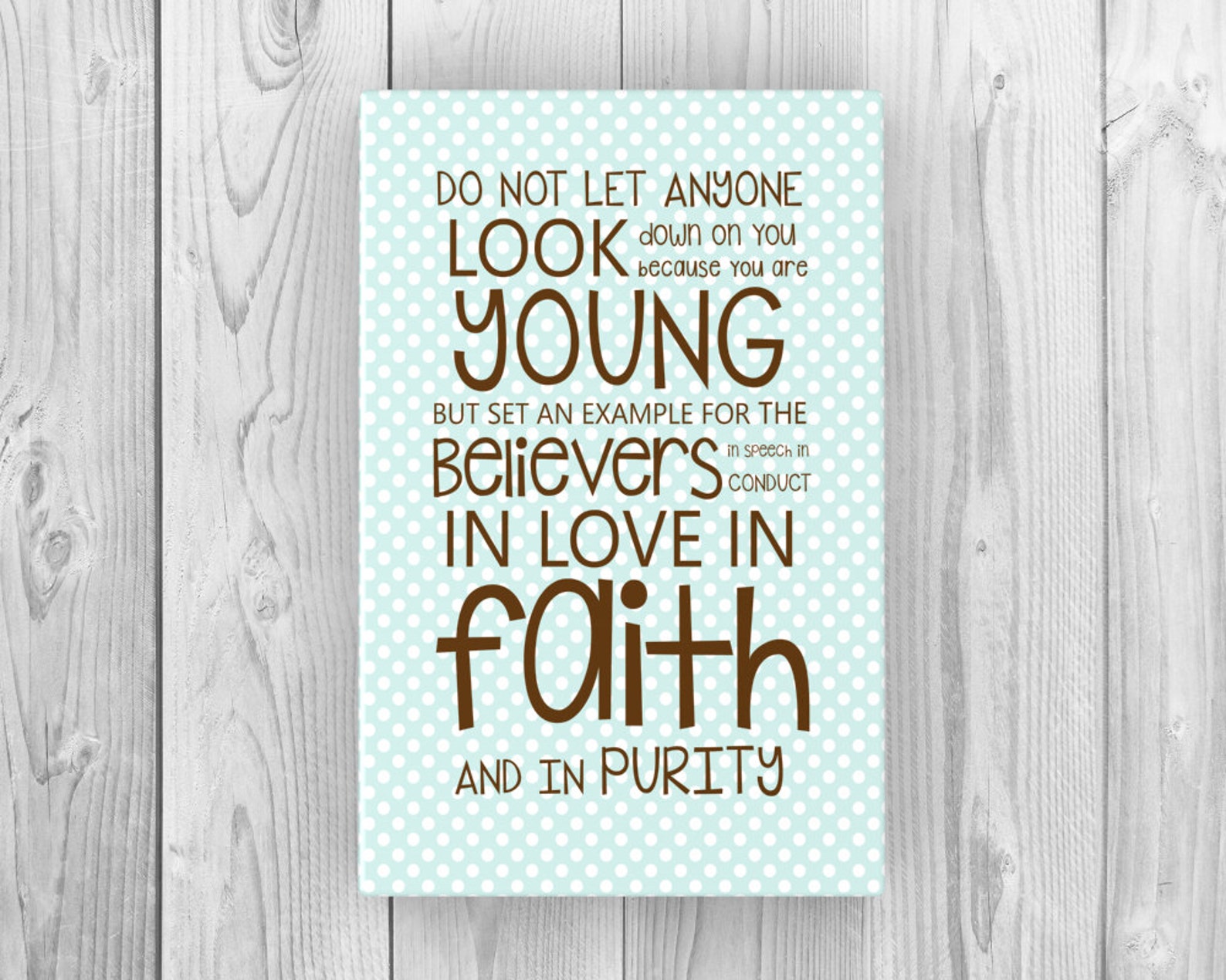 1 Timothy 4:12 Scripture on Canvas Bible Verse Art for Kids | Etsy