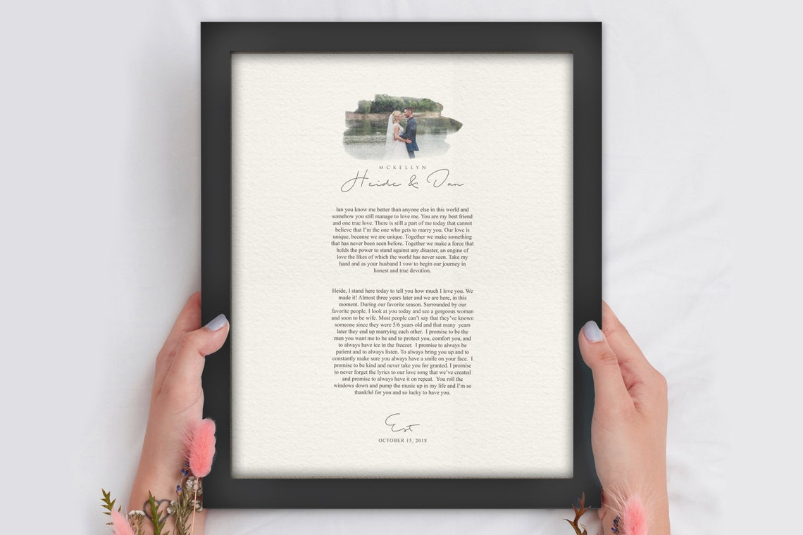 Framed Wedding Vows Wedding Vow Photo Print Paper | Etsy