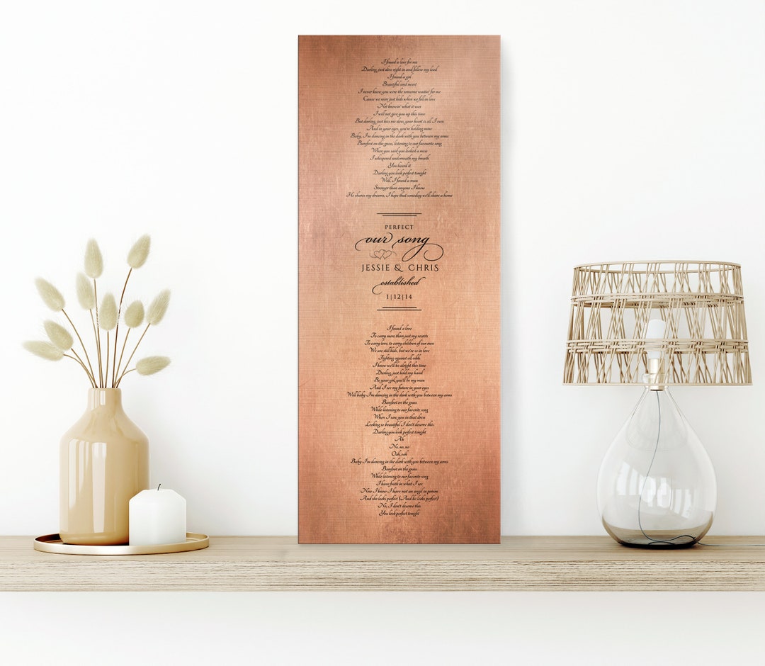 Custom Copper Anniversary Wall Art: Personalized Song Lyrics - Etsy