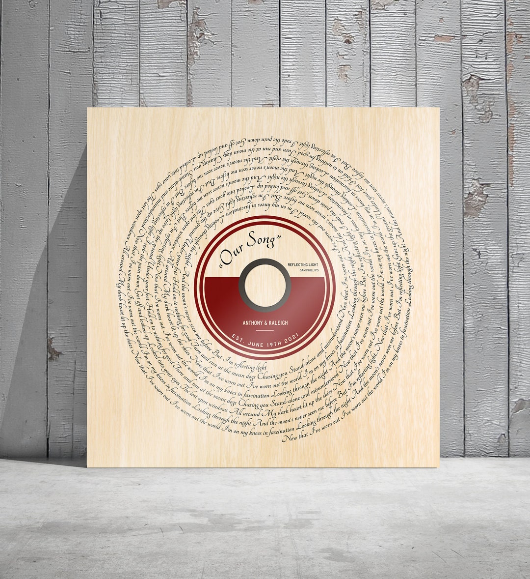 Custom Song Tribute, Vinyl Record Art, Any Song Lyrics Plaque ...
