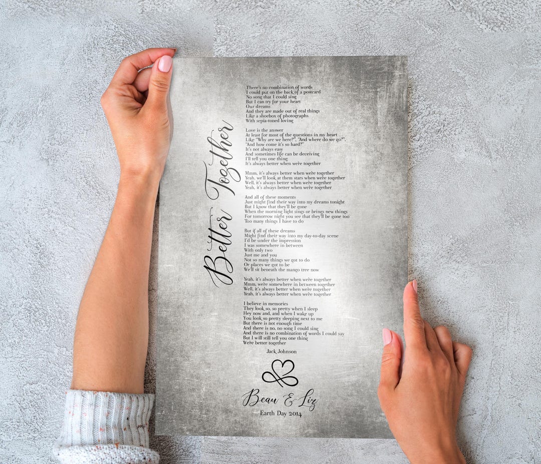 Personalized Song Lyric Anniversary Sign: Infinity Heart, Custom Names ...