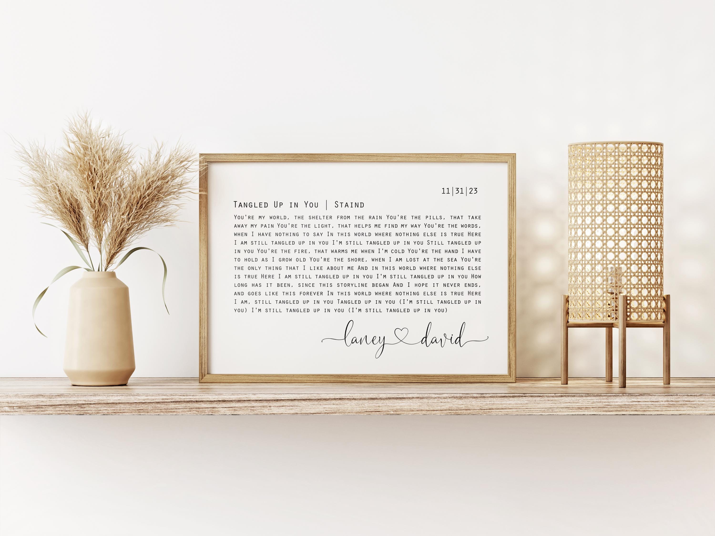 Modern Song Lyric Print, Heart Connected Names With Lyrics Print ...