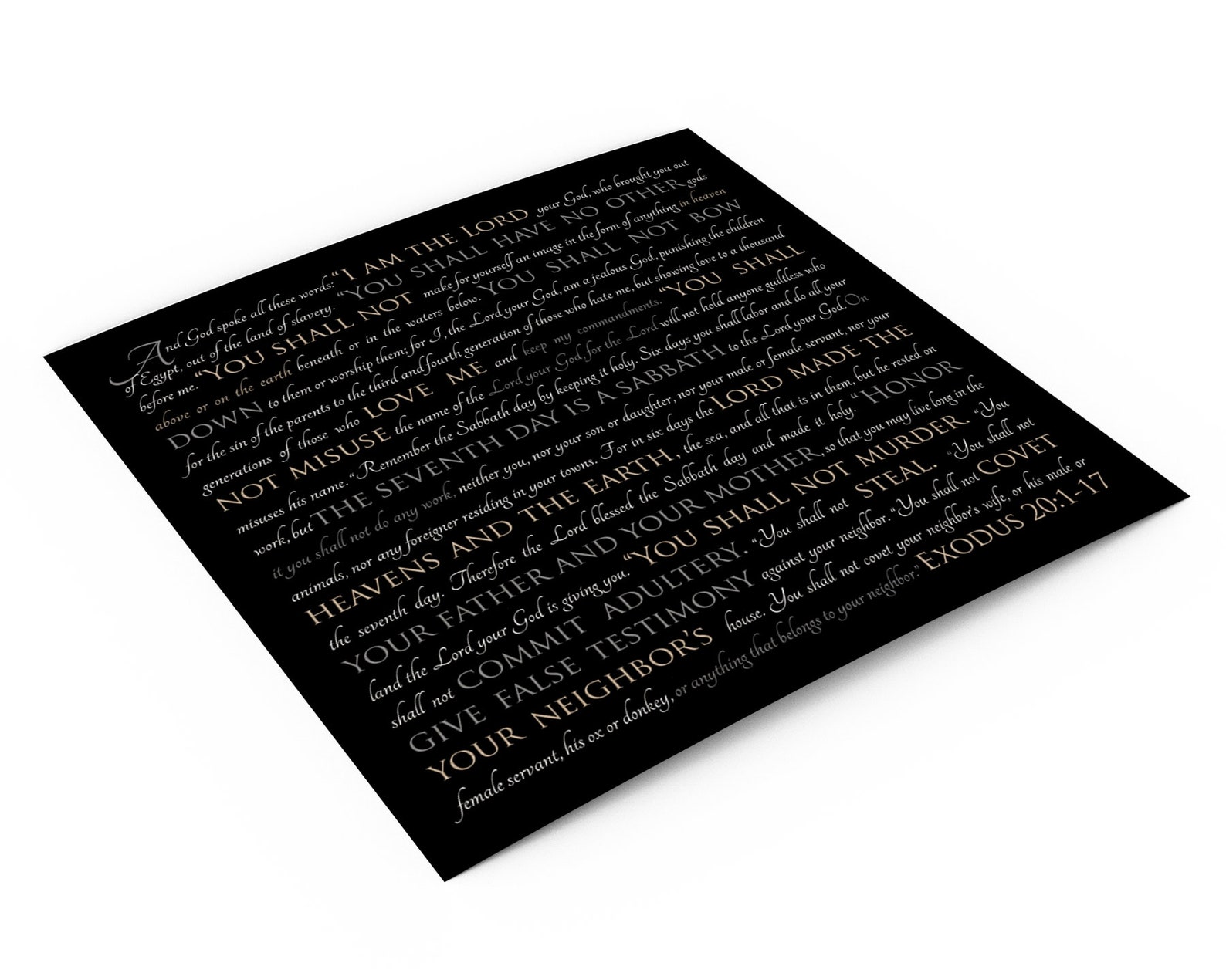 Ten, Commandments, Wall, Art, Decor, Gift, Ten, Custom, Bible Verse ...