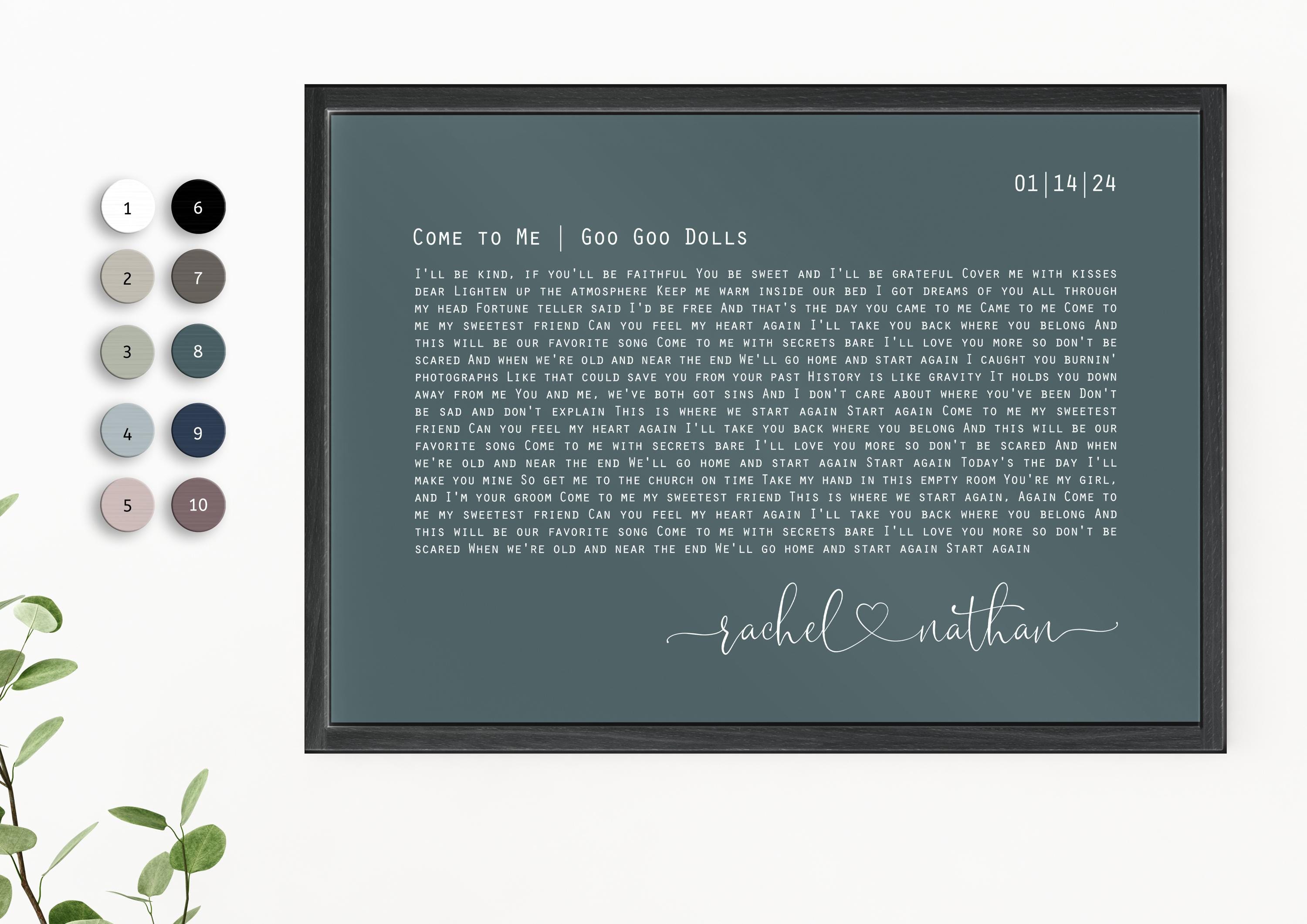 Modern Song Lyric Print, Heart Connected Names With Lyrics Print ...