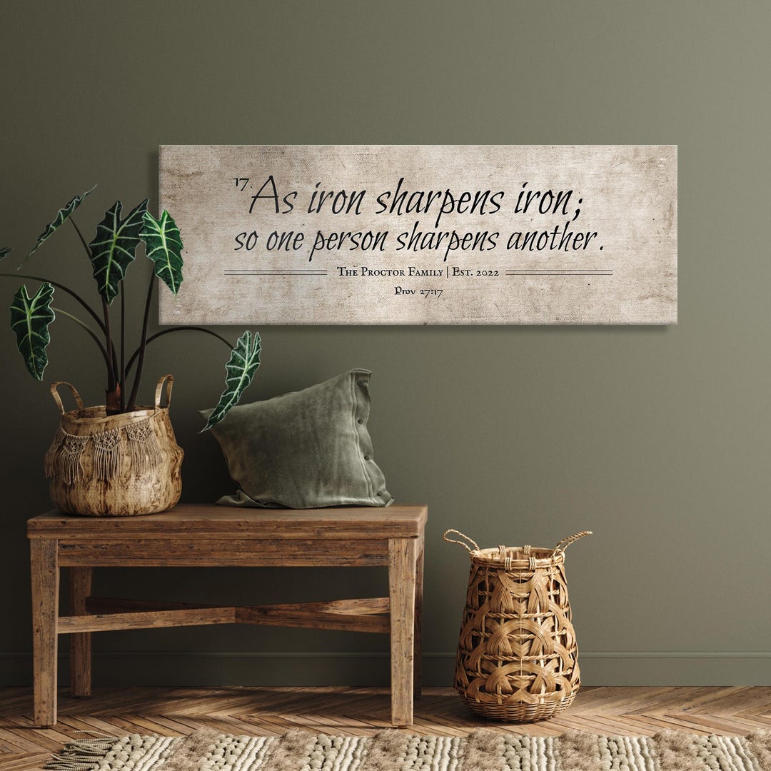 Personalized Iron Sharpens Iron Canvas Art for 2nd Anniversary, 2 Year ...