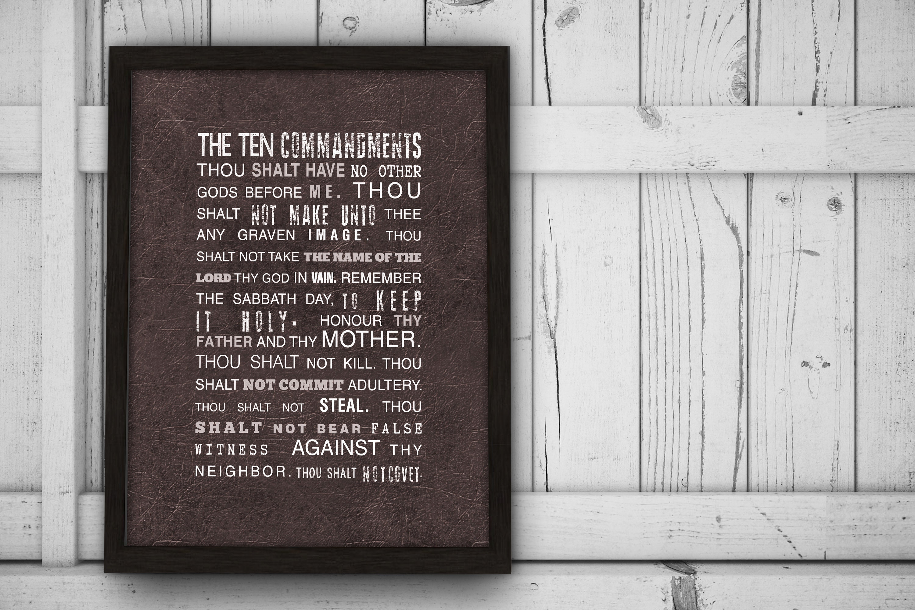 10 Commandments Framed Wall Art Ten Commandments Farmhouse | Etsy