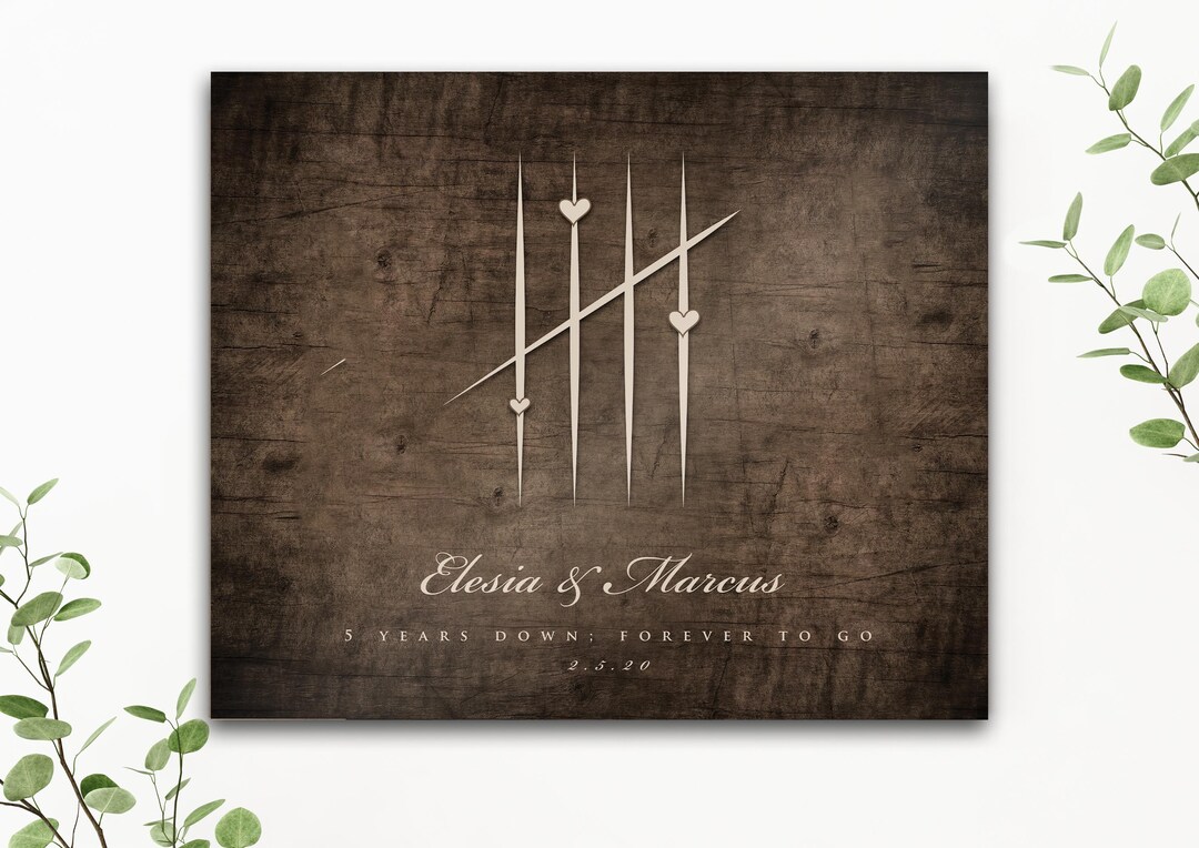 Personalized Wood Tally Mark Anniversary Sign: Milestone Wall Art - Etsy