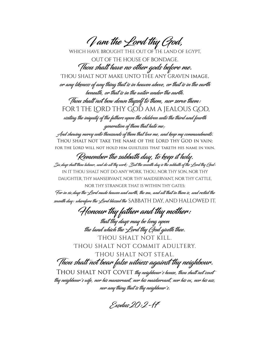 Ten Commandments KJV Printable, Exodus 20 Printable, Download and Print ...